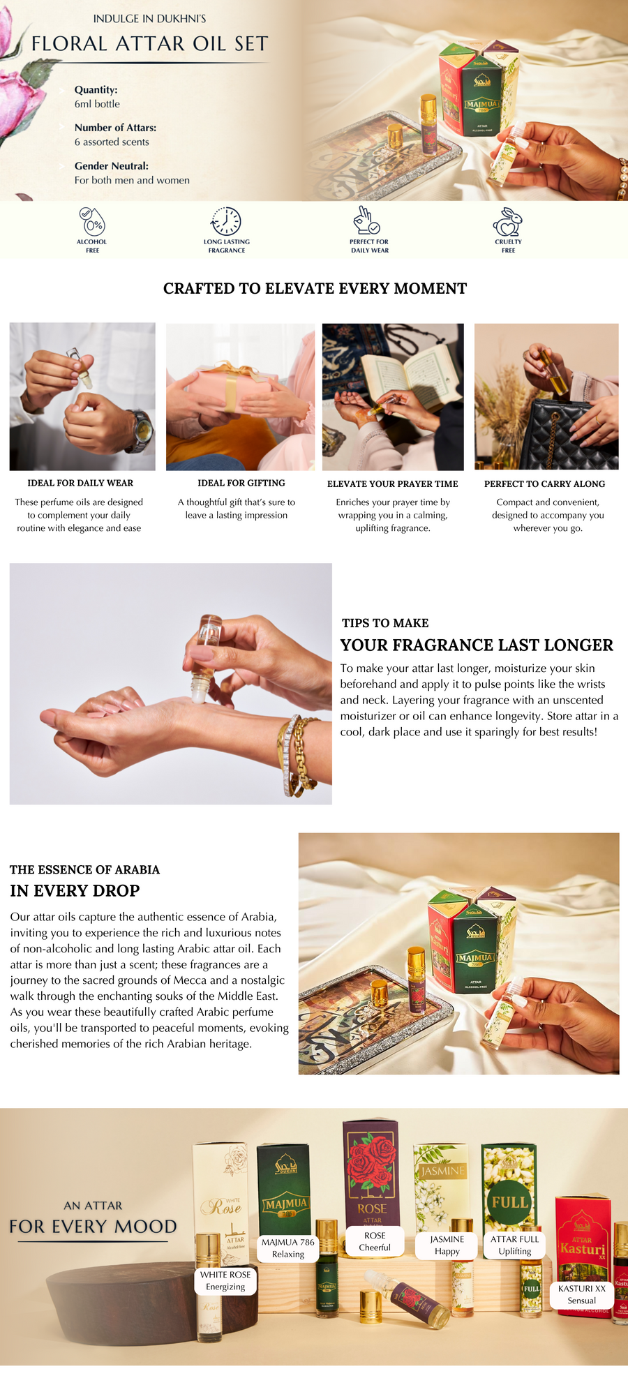 Dukhni Floral Attar Oil Set - Rose, Majmua and More | Dukhni UK ...