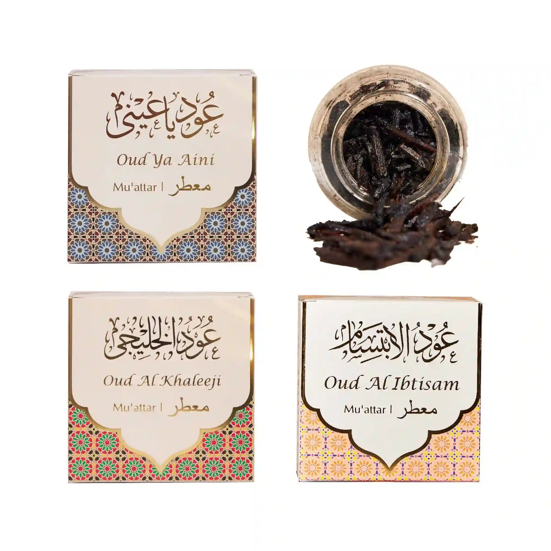 Exquisite Oud Muattar Trio Set - Aini, Khaleeji, Ibtisam l Dukhni UK ...
