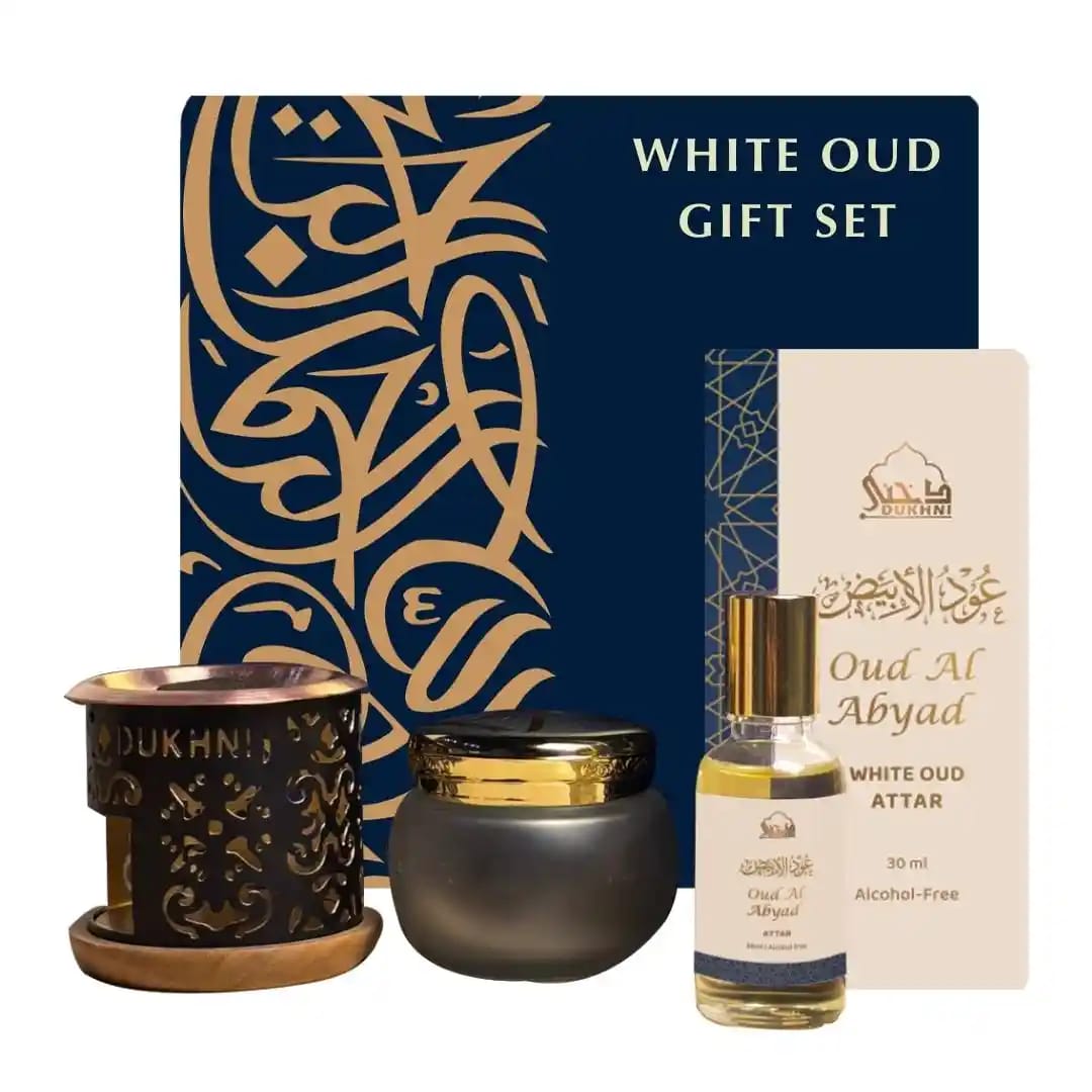 Buy White Oud Gift Set - Luxurious & Soothing Fragrance | Dukhni UK ...