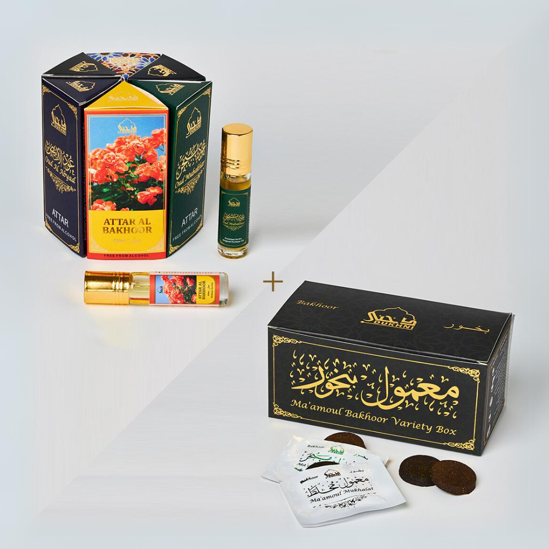 Dukhni Maamoul Bakhoor Variety Box and Attar Oils Set l Dukhni UK ...