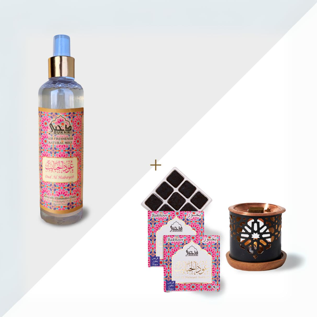 Oud Al Habayeb Mist + Oud Al Habayeb Bakhoor With Burner – Dukhni ...